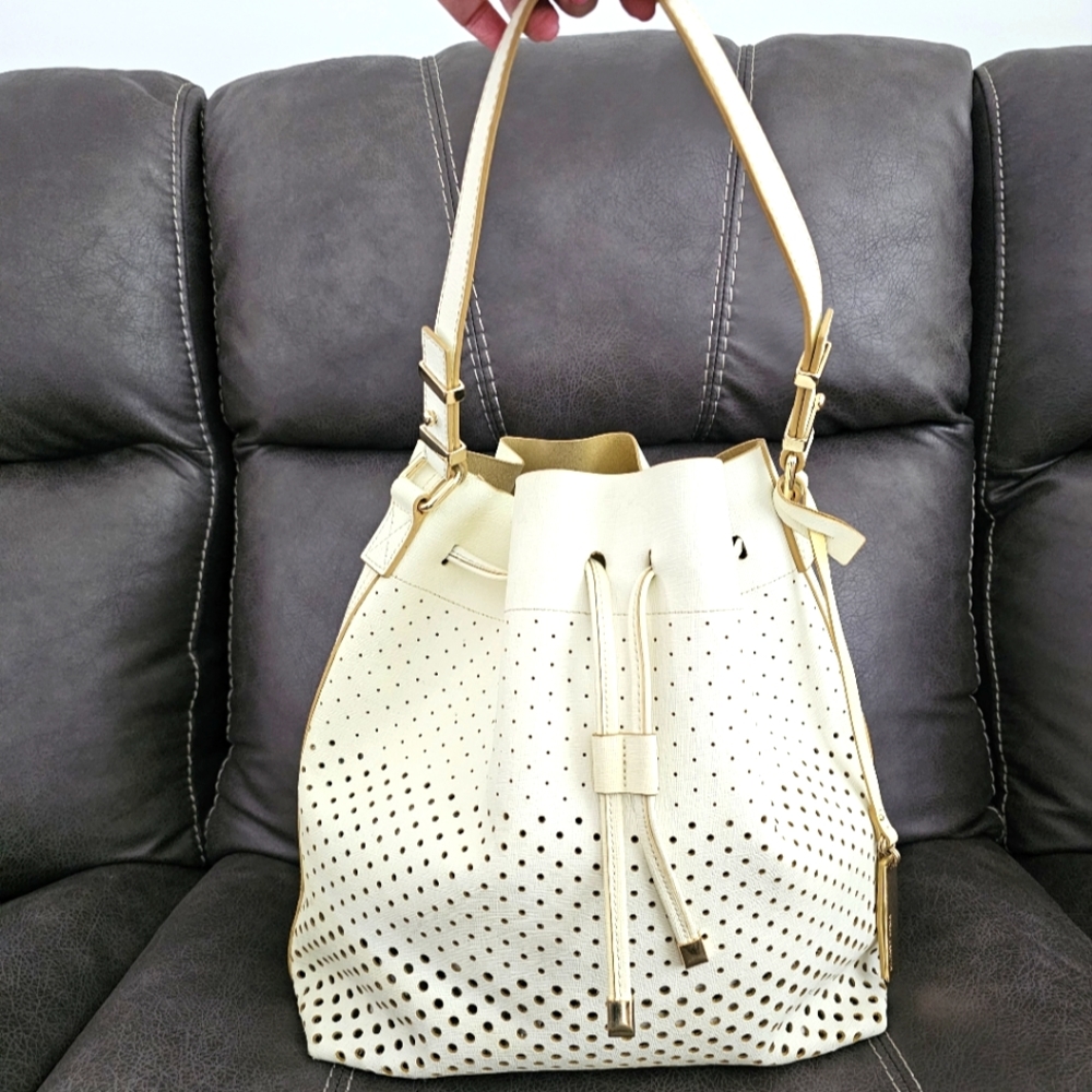 Vince Camuto Leather Drawstring Bucket Bag - Gem